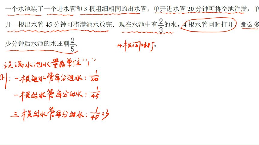 小学数学:进水管出水管问题