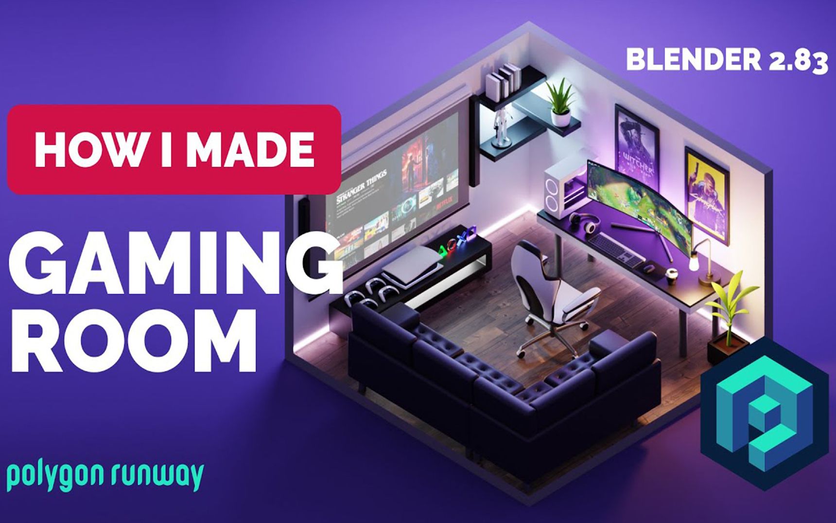 游戏房间在搅拌机- 3D建模过程