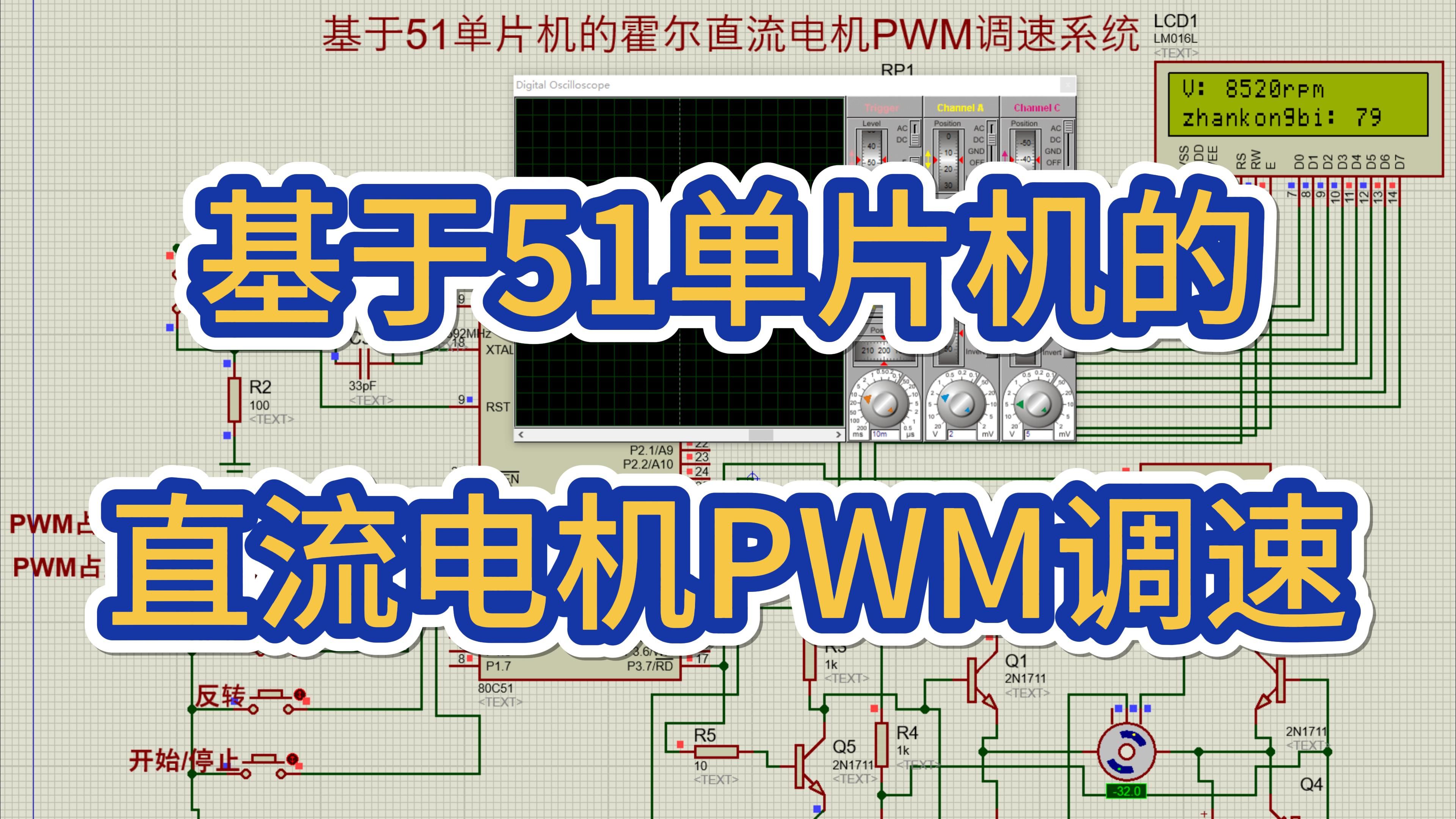 52、基于51单片机直流电机PWM调速设计 (仿真+程序+原理图+设计...