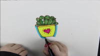 小遥简笔画教程:手把手教你画一盆好看的绿植,简单又易学