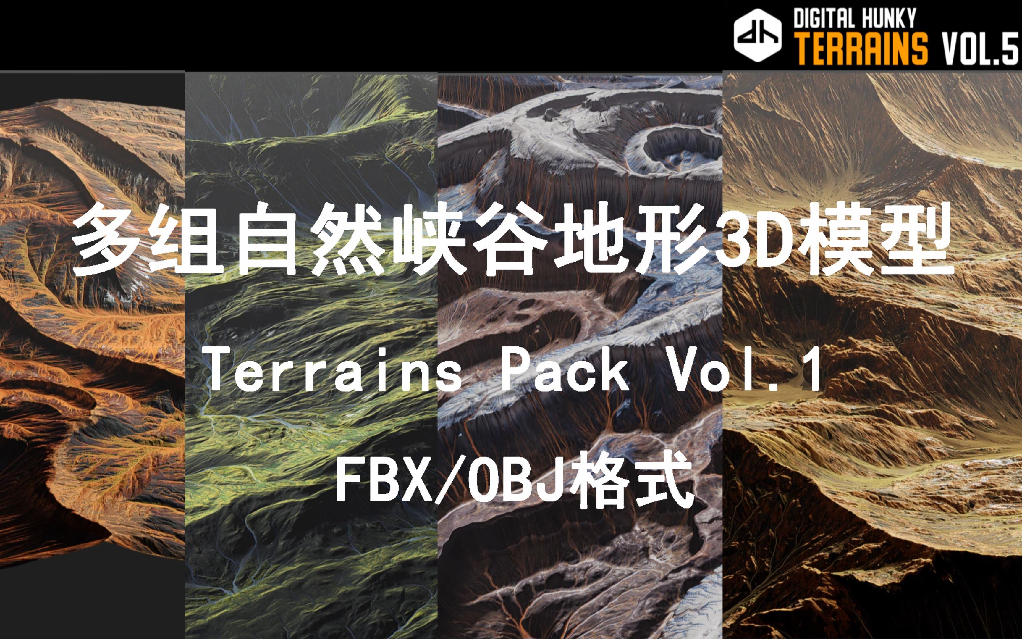 超逼真25组自然峡谷地形3D模型,FBX和OBJ格式