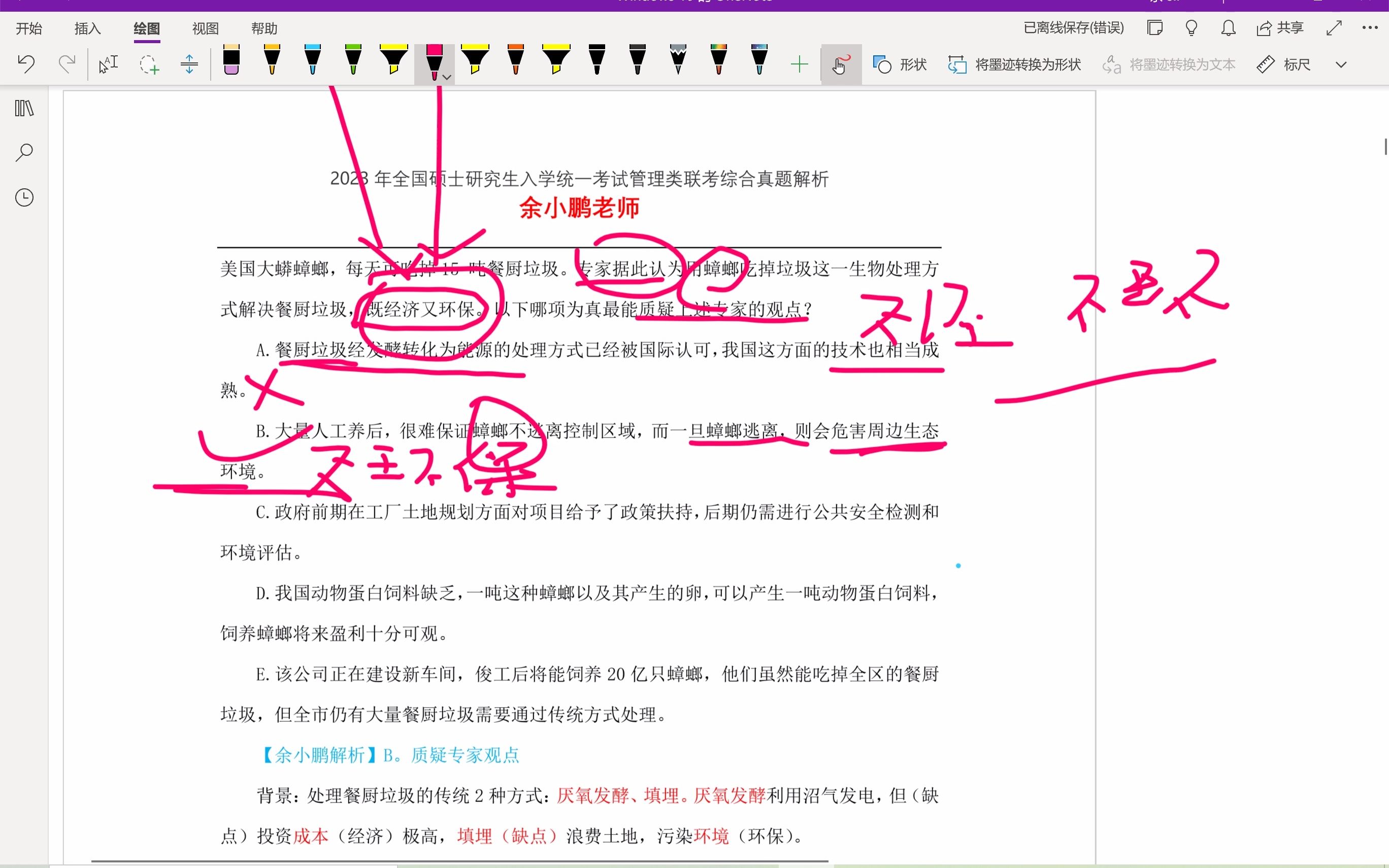 ...统一考试管理类联考综合真题详细解析 余小鹏 处理餐厨垃圾的传统方