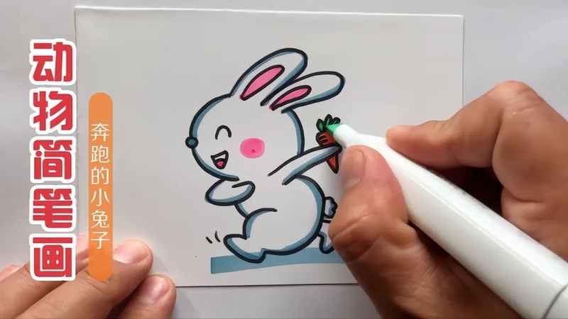 动物简笔画.奔跑的小兔子