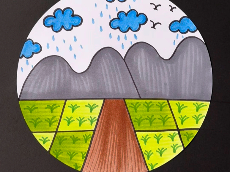 用字母m就能完成的谷雨时节主题创意画,简单好看,快来试试吧!