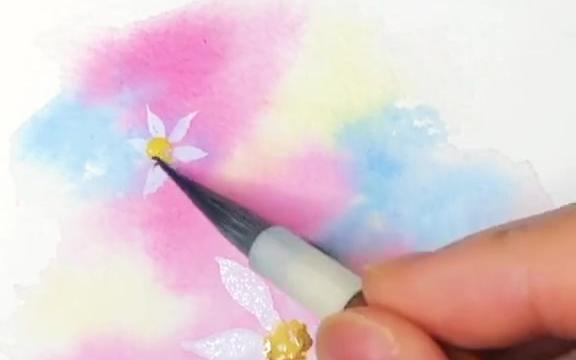 简笔画 手绘 水彩花朵 听姐妹说想看我画花,那么这是超级简单的花花