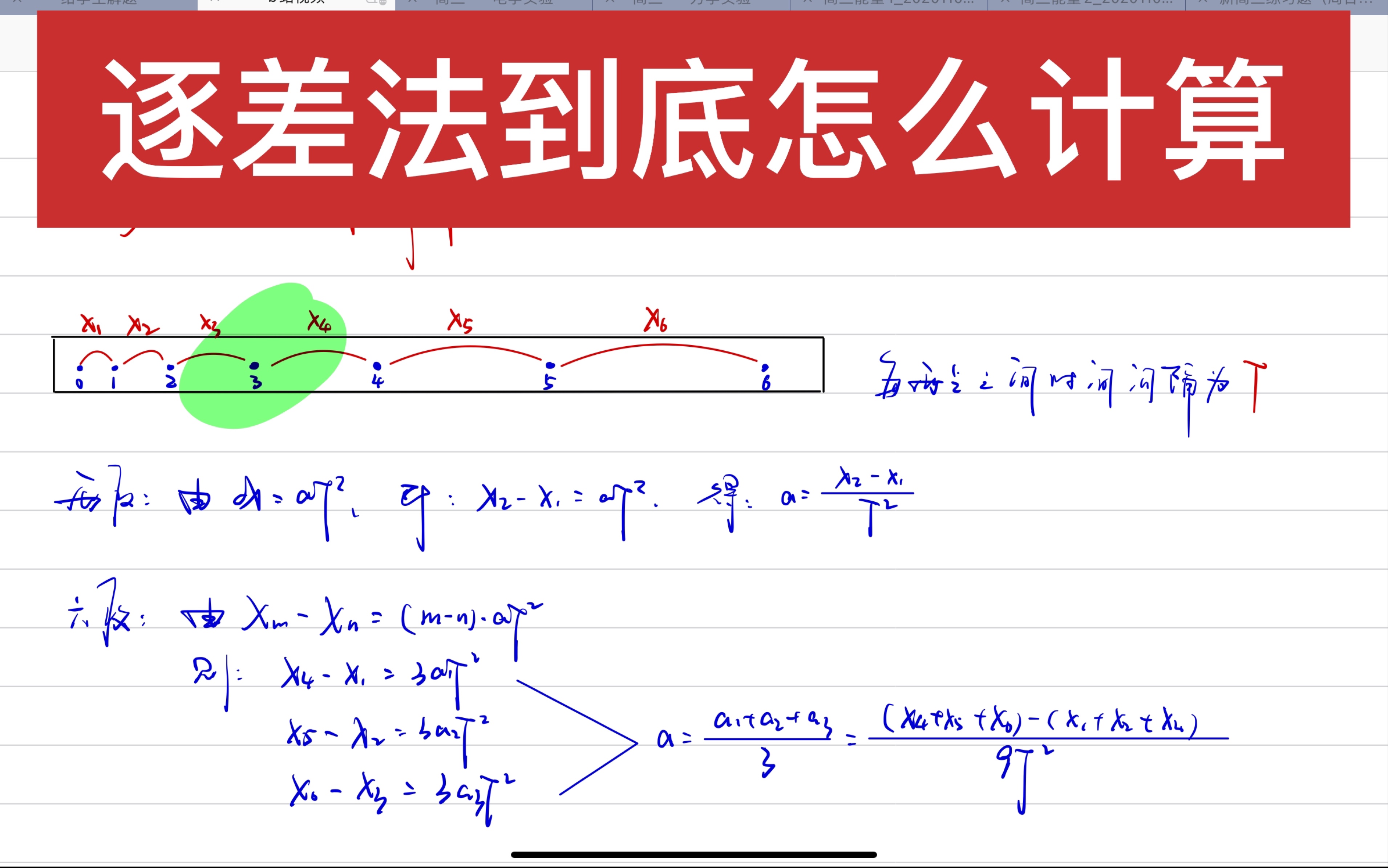 【大飞物理】逐差法到底是怎么计算的?10分钟帮你搞定逐差法原理