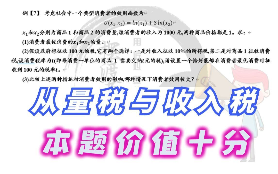 【微观计算】7.收入所得税与从量税对消费者影响问题(技巧很重要,...