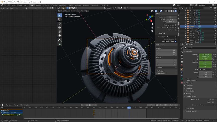 blender 机械动画制作流程展示-零件的动态-俄语