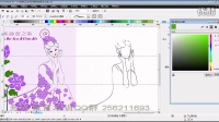 怎样用cdr画人物插画还有CorelDRAW 设计紫色花美女