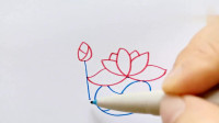 这样画荷花,简单又好看