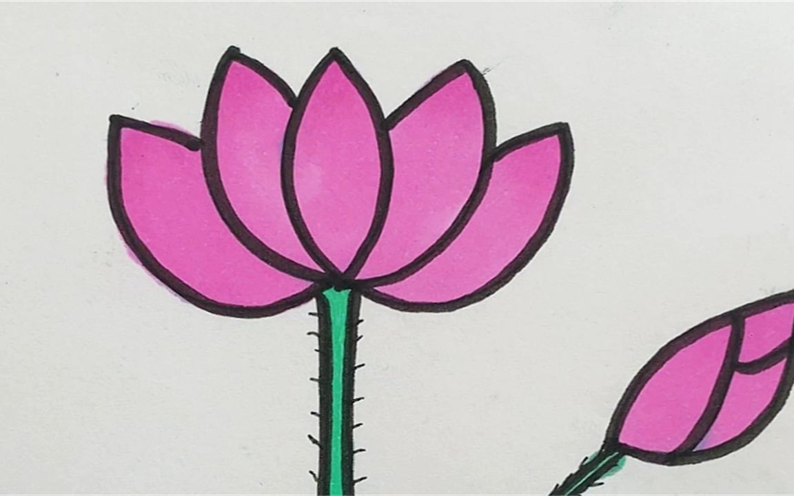 只需要一枚硬币,就能画出一幅荷叶简笔画