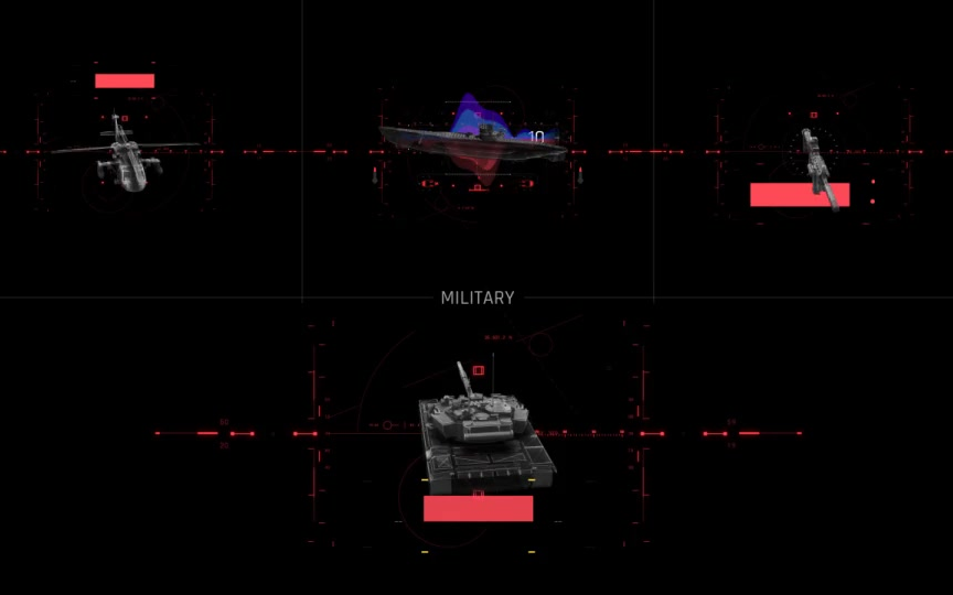 AE模板-HUD军事元素轰炸机飞机坦克雷达扫描地形扫描核潜艇机枪...
