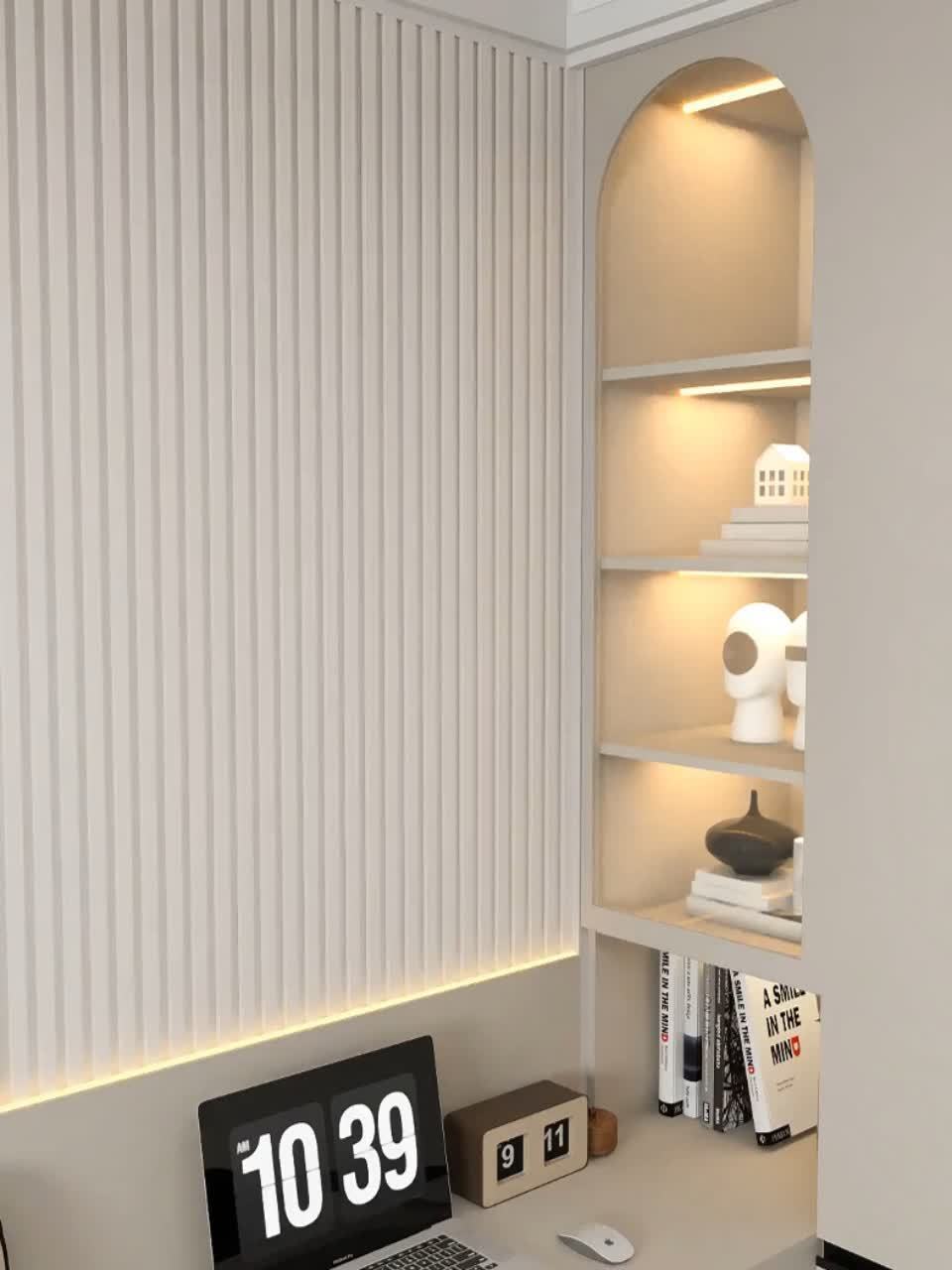 #室内设计 #卧室 衣柜连接书桌一体设计,#全案设计全案落地 #家的...