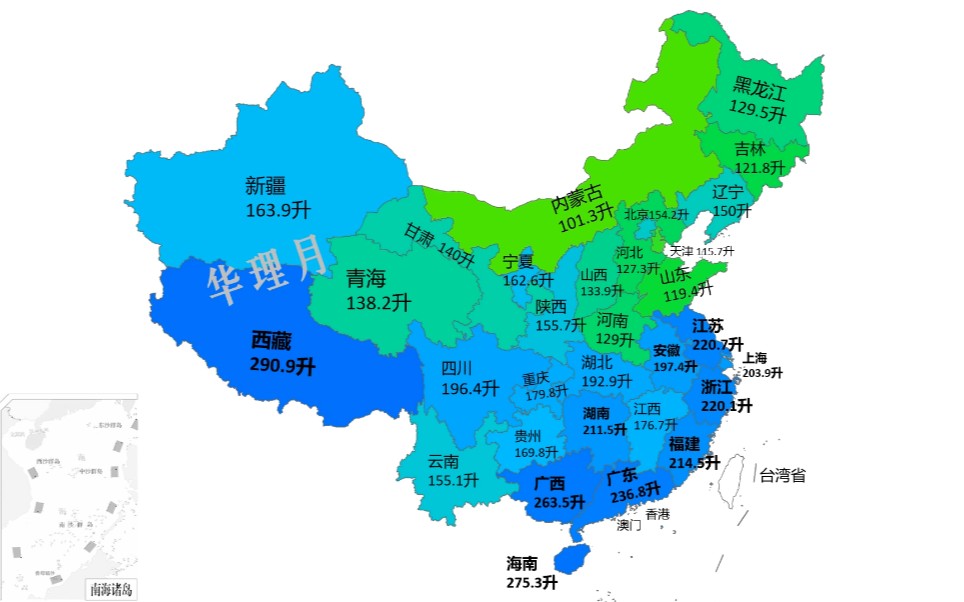 哪个省的人用水最多?各省人均日生活用水量排名(不含港澳台)