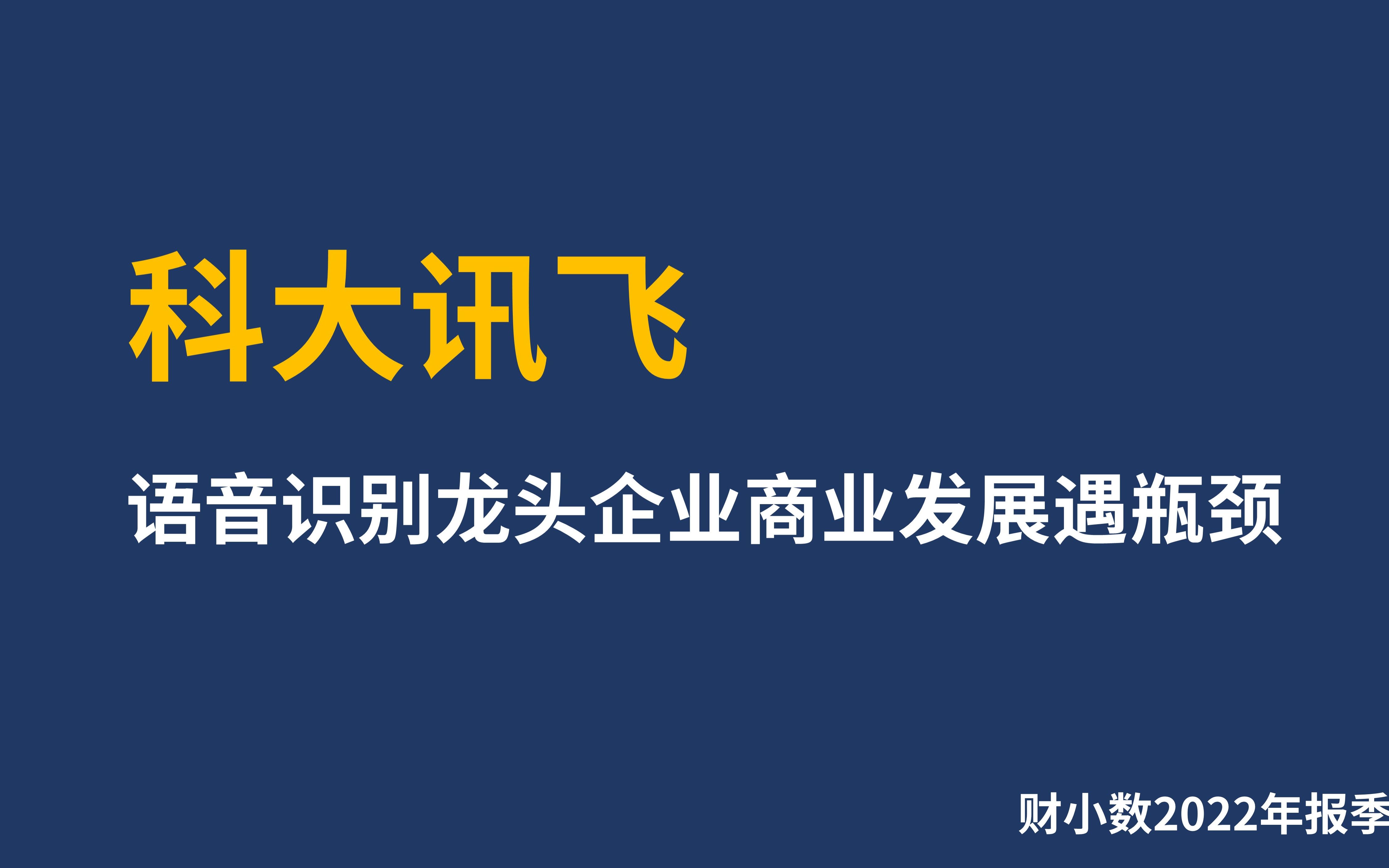 【2022年报季】科大讯飞|语音识别龙头企业商业发展遇瓶颈
