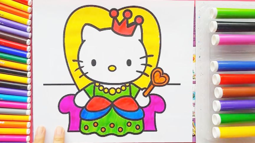 Hello Kitty简笔画涂色教程