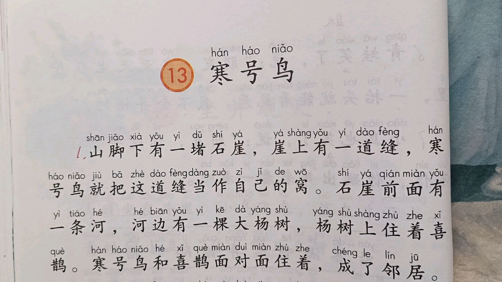 二年级语文上册:13《寒号鸟》课文详细讲解,第1讲
