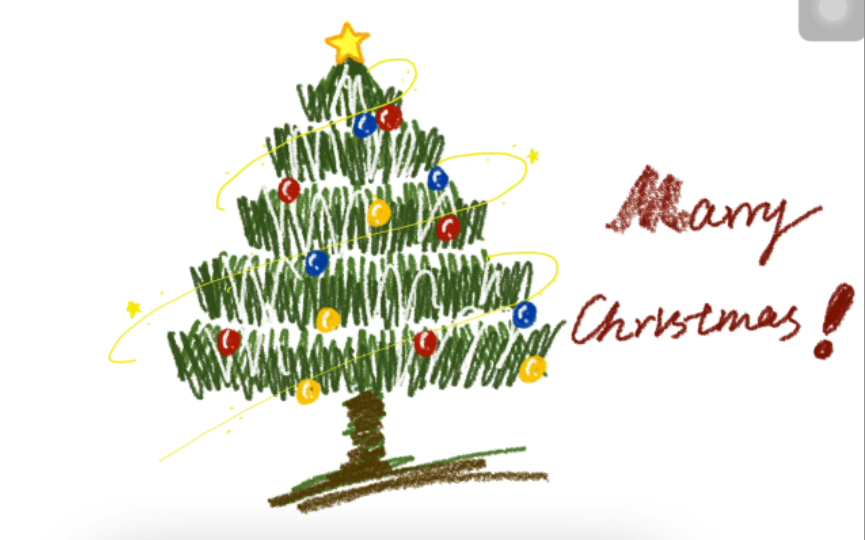 「一分钟画圣诞树」一学就会!ipad备忘录手绘|圣诞贺卡