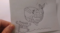 鱼类简笔画:鲤鱼跳龙门
