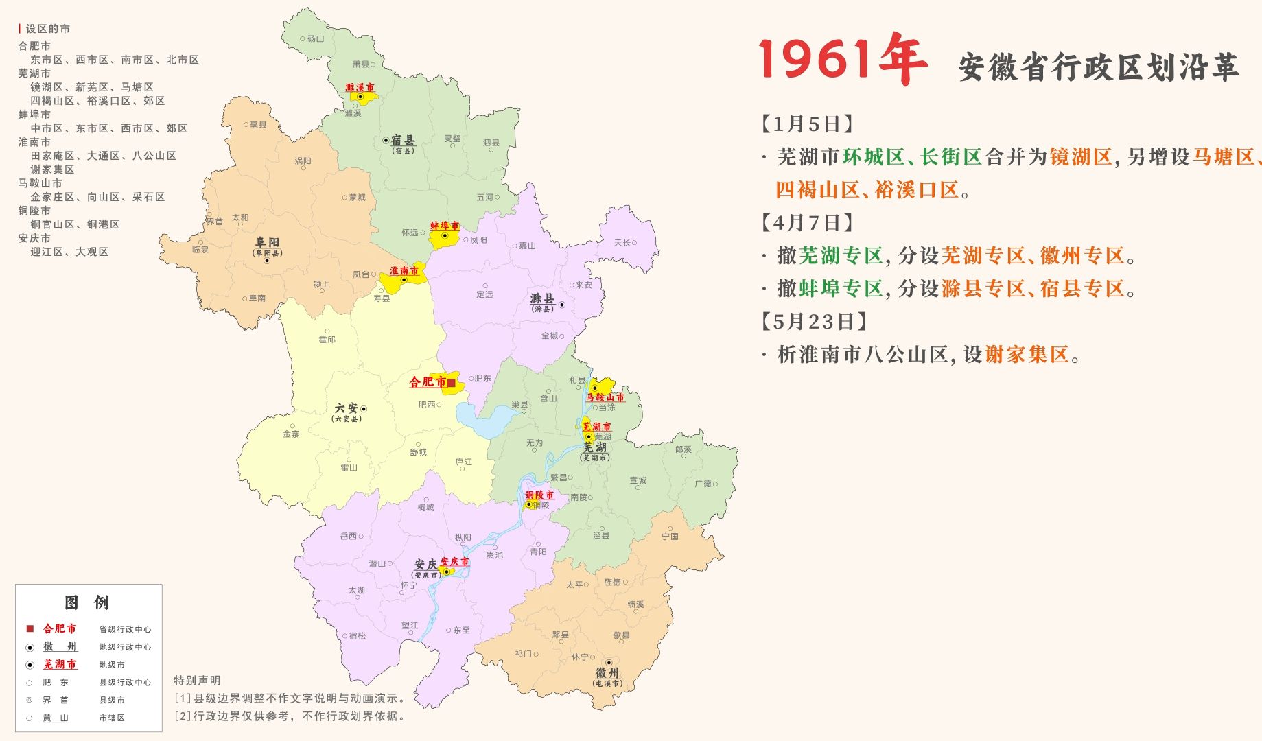 【新版】安徽省行政区划沿革(1949-2024)