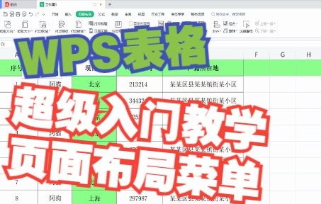WPS表格超级入门教学-页面布局菜单