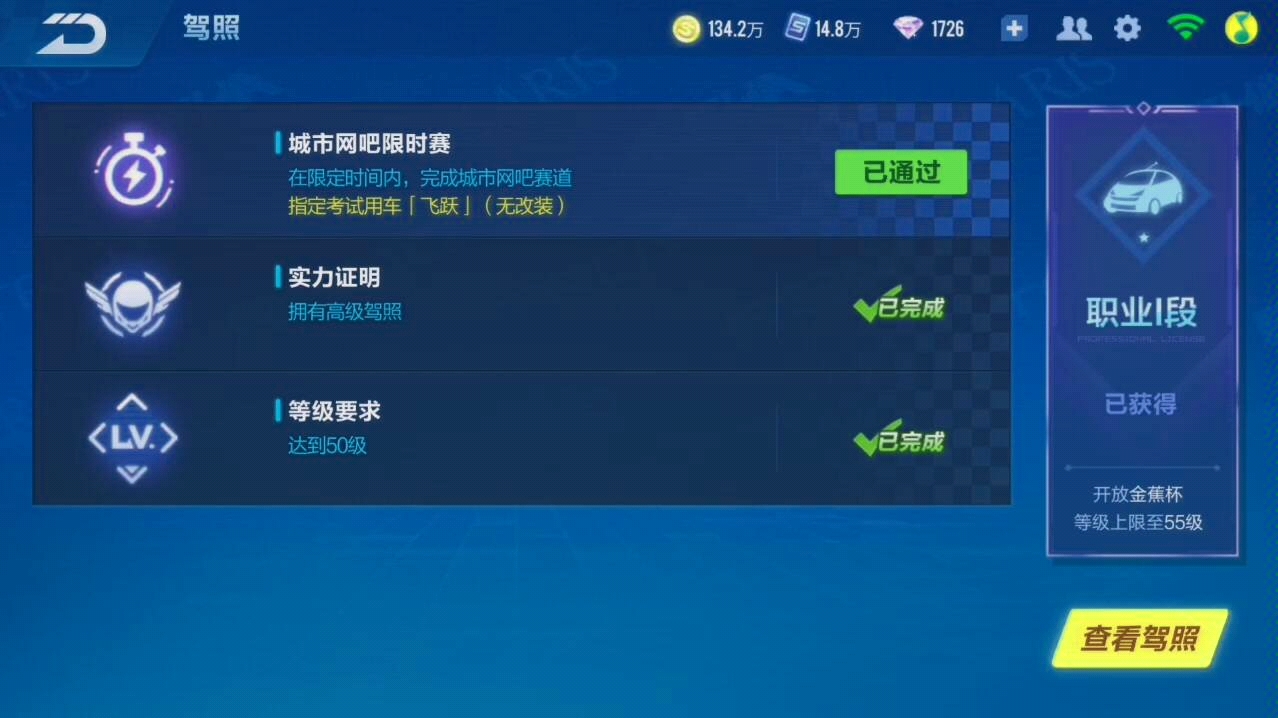 职业一段驾照考试,普通玩家