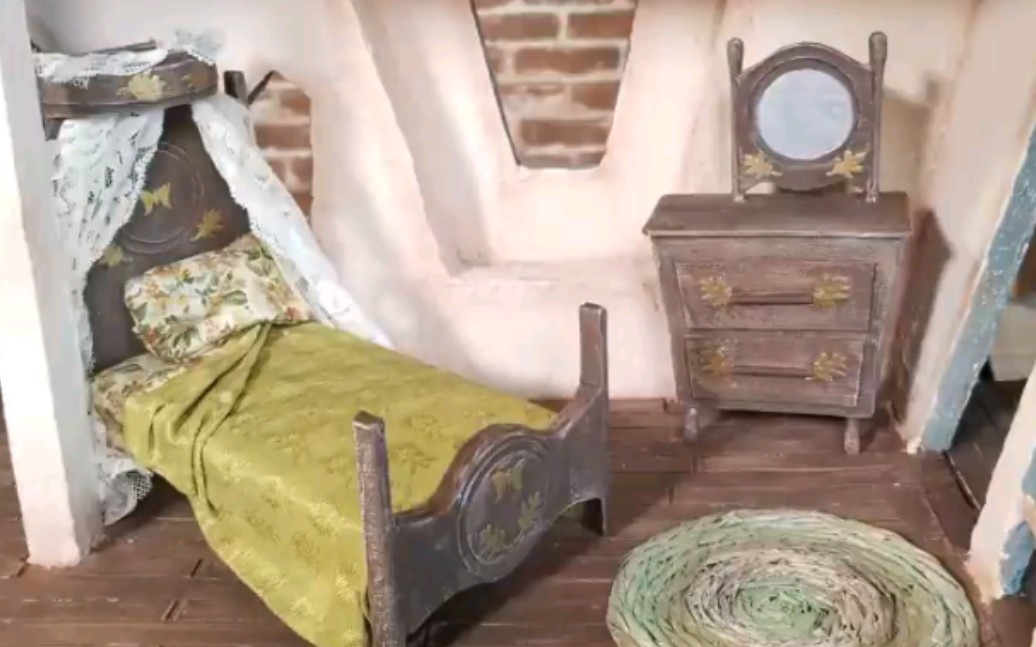 【微缩场景模型制作教程】木床制作教程。微缩模型制作上色教程。