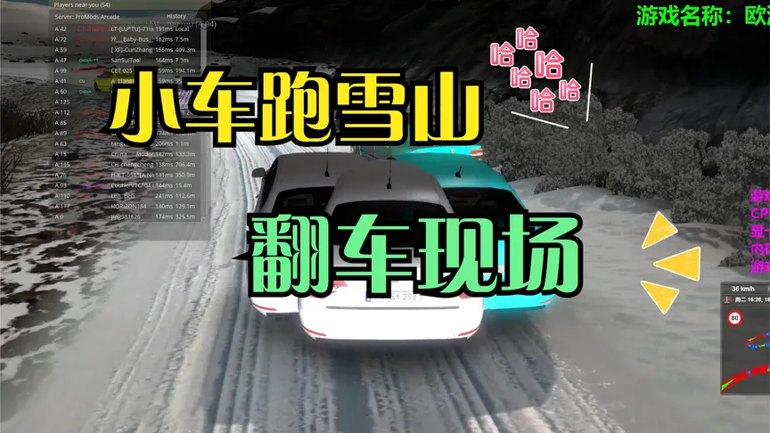 【欧洲卡车模拟2】跟猫哥 一起六十多人开小车飙车 大翻车