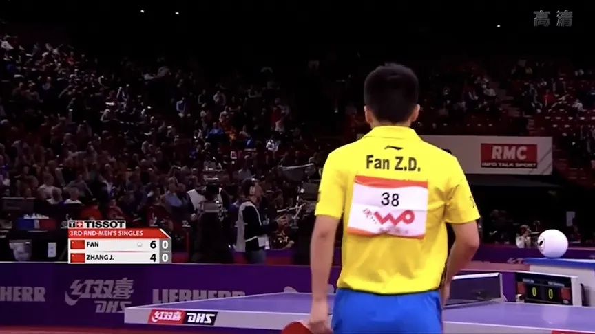 2013年巴黎世乒赛——樊振东VS张继科,略显稚嫩的小胖!