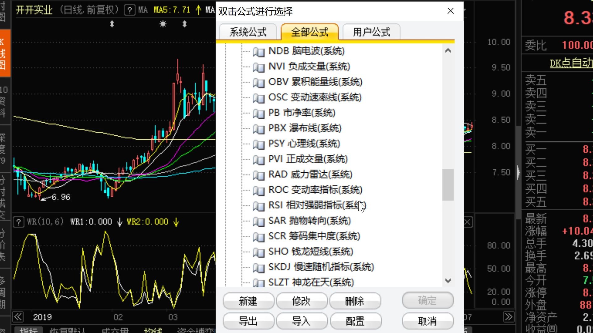...线),CHO (济坚指数),DMA (平均差),DMI (趋向指标),DMI_QL (趋向指