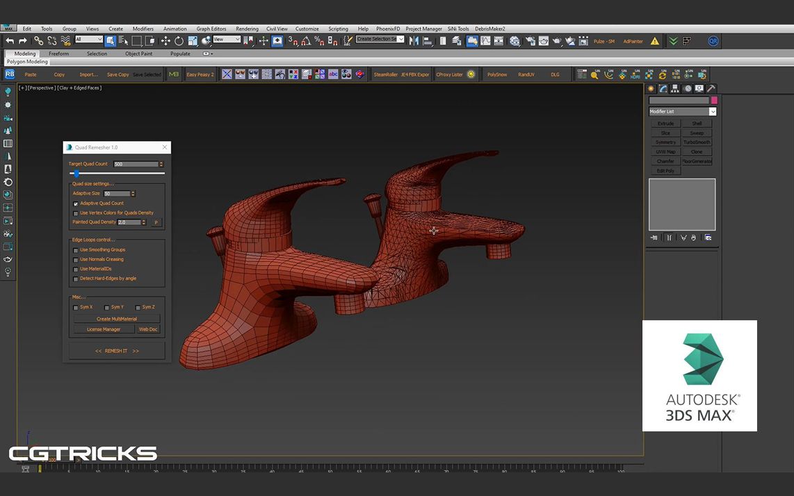 (3DMAX神级插件)3边转4边面Quad Remesher 进行快速测试