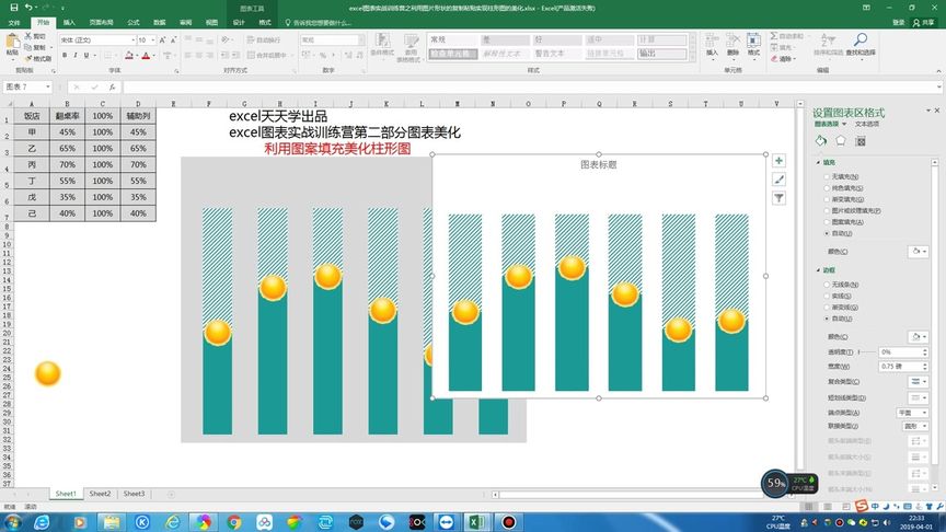 excel图表教程利用图案填充加图片复制粘贴实现柱形图的美化