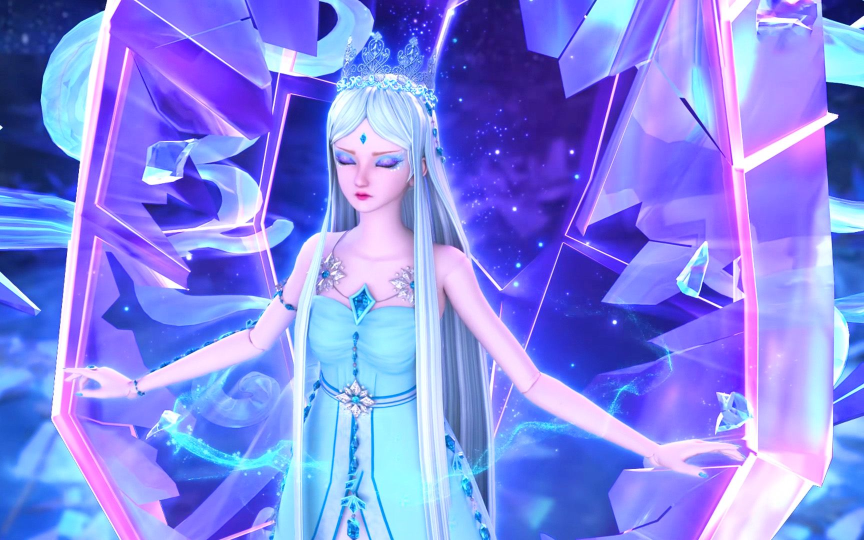 精灵梦叶罗丽第9季:冰公主被唤醒,蓝黑孔雀合二为一