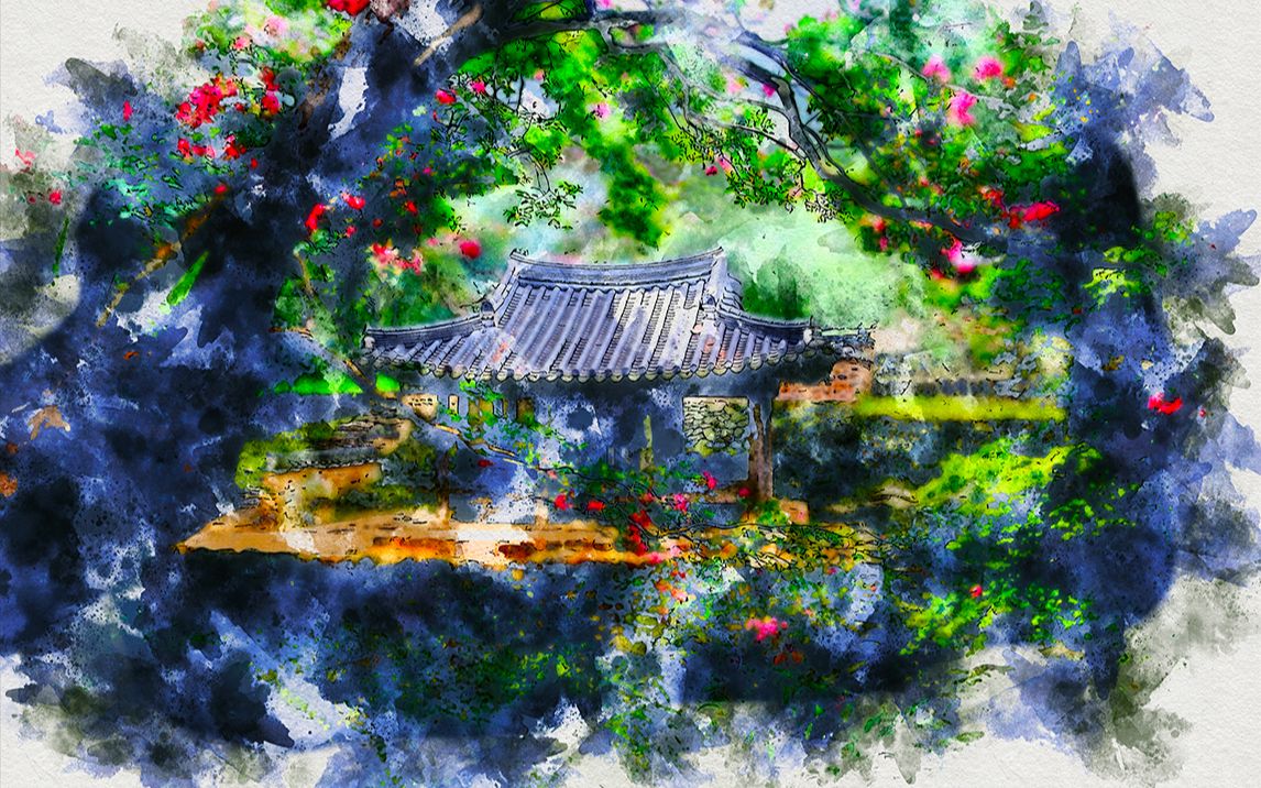 快速将照片变成风景水彩画效果PS动作教程