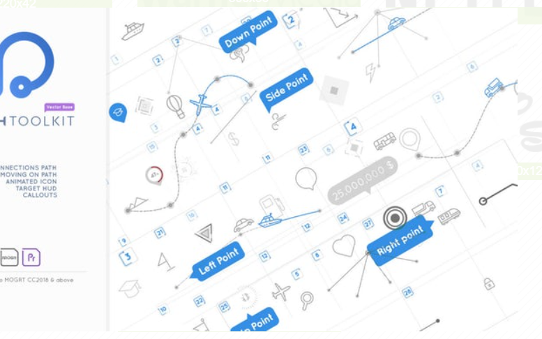 AE模板PR模板-导航线路制作工具,汽车线路行驶线路制作 轮船航行...