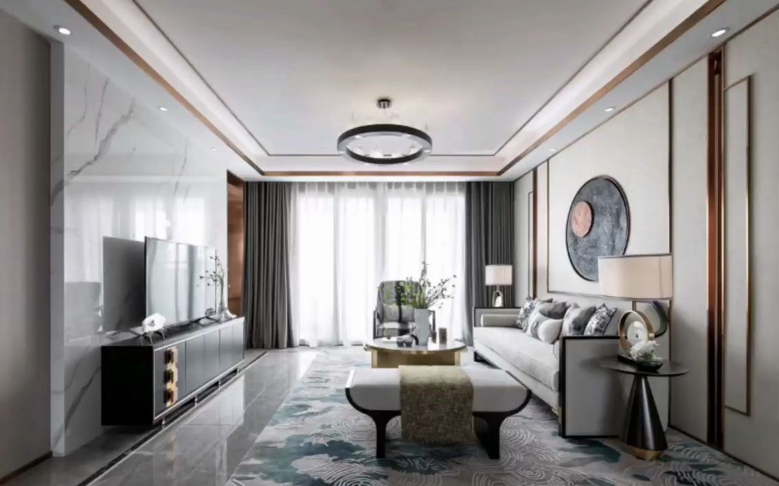 钦州比较好的室内装修公司,深度空间装饰新中式风格效果图案例