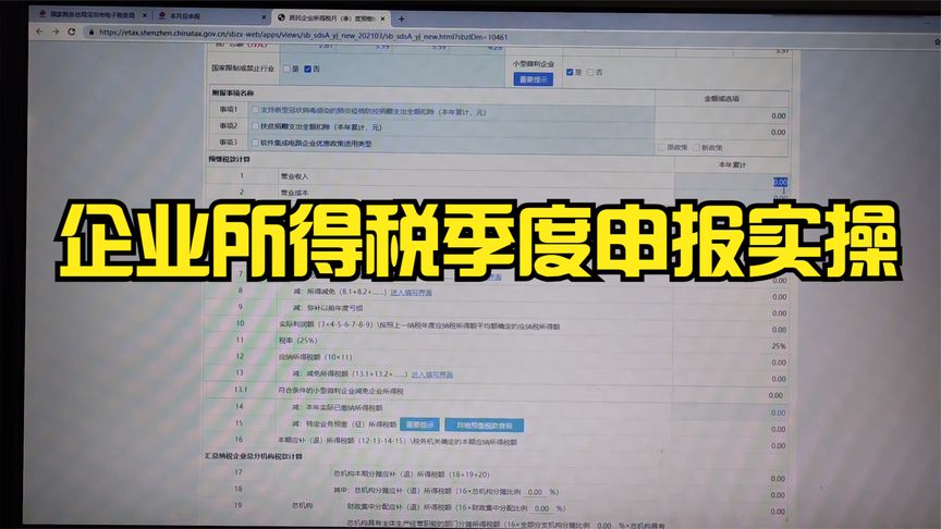 公司有收入企业所得税季度申报实操
