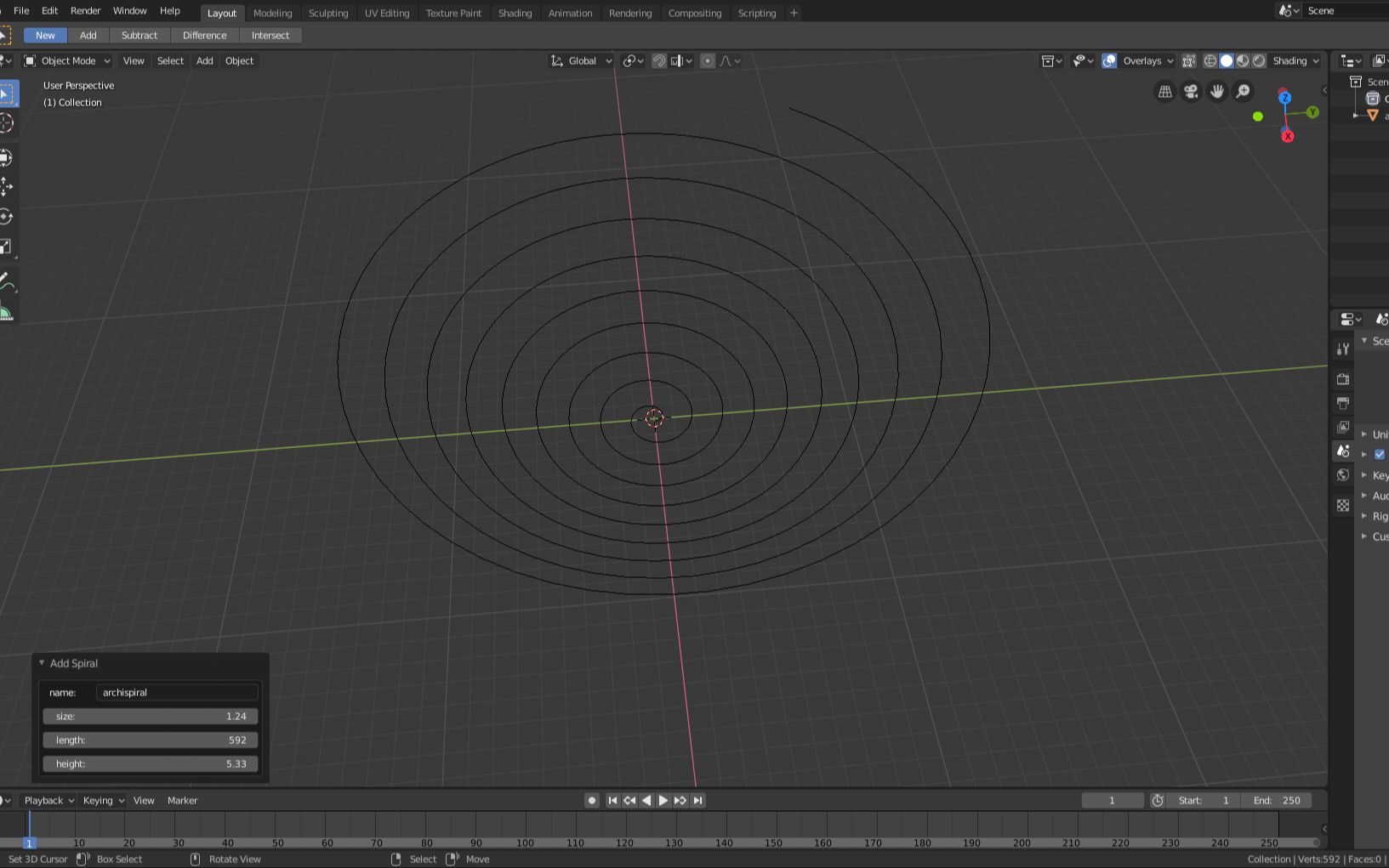 blender python初学者--阿基米德螺旋