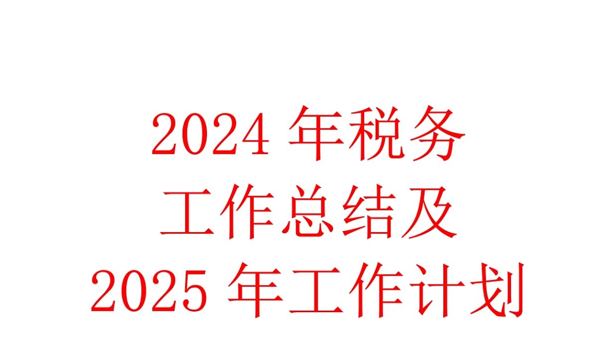 2024年税务工作总结及2025年工作计划