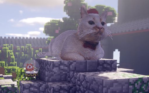 【3D建模我的世界】MC里精致还原楼楼猫咪,楼楼一直在我们心中,...