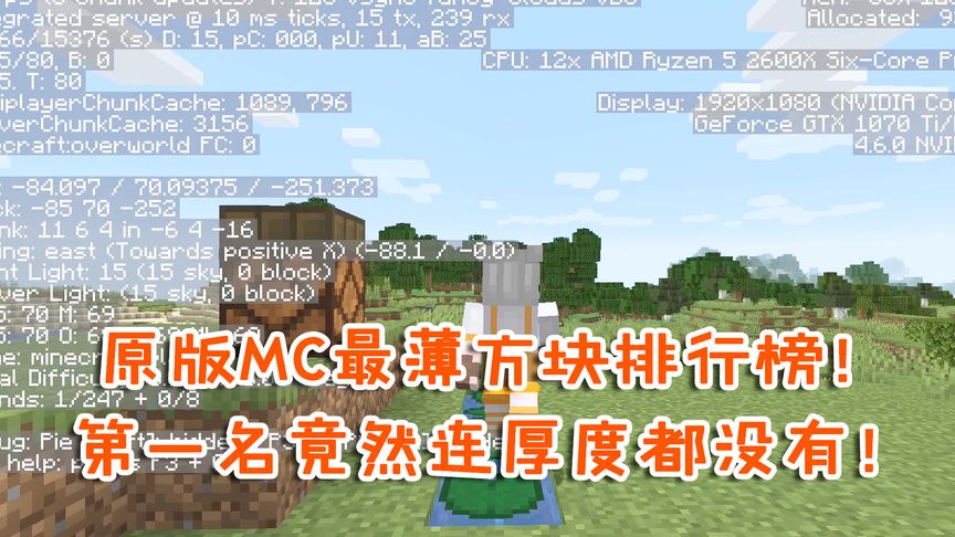 我的世界盘点:原版MC最薄方块排行榜!隐藏第一名连厚度都没有!