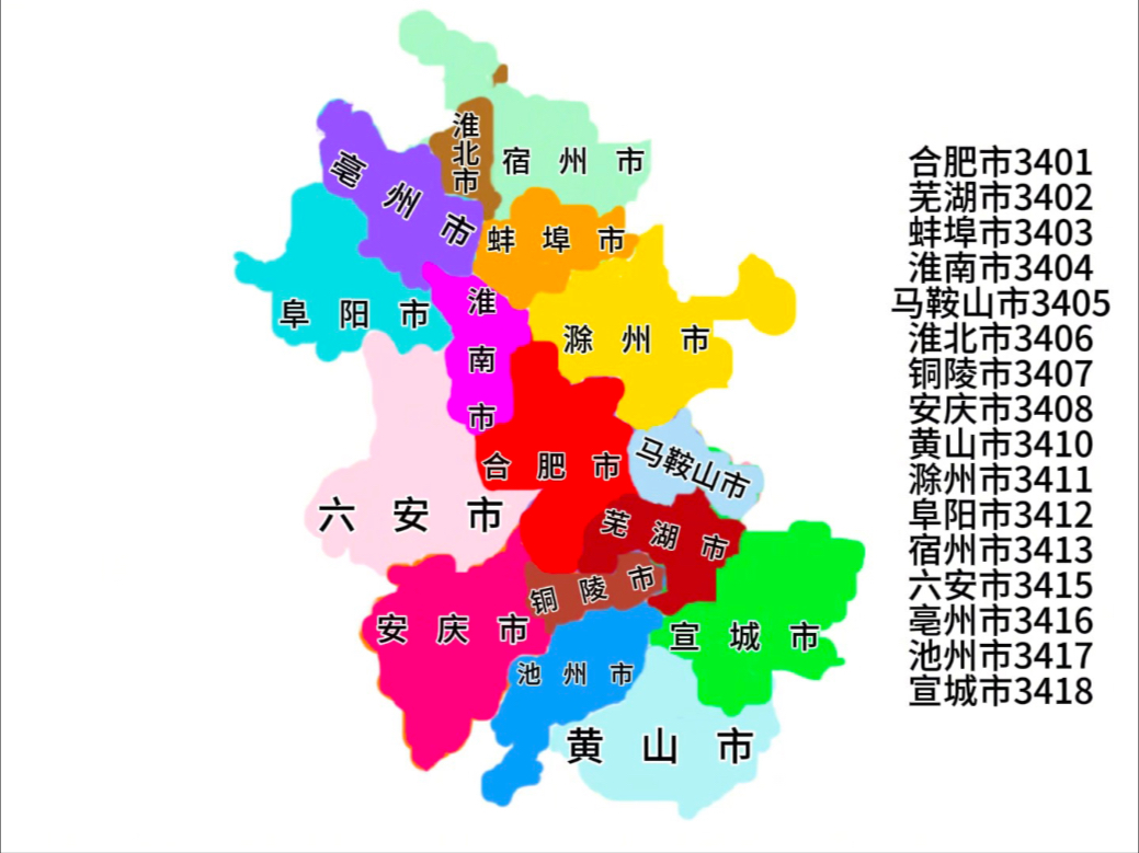 【新版】安徽区划以及区划代码大变迁