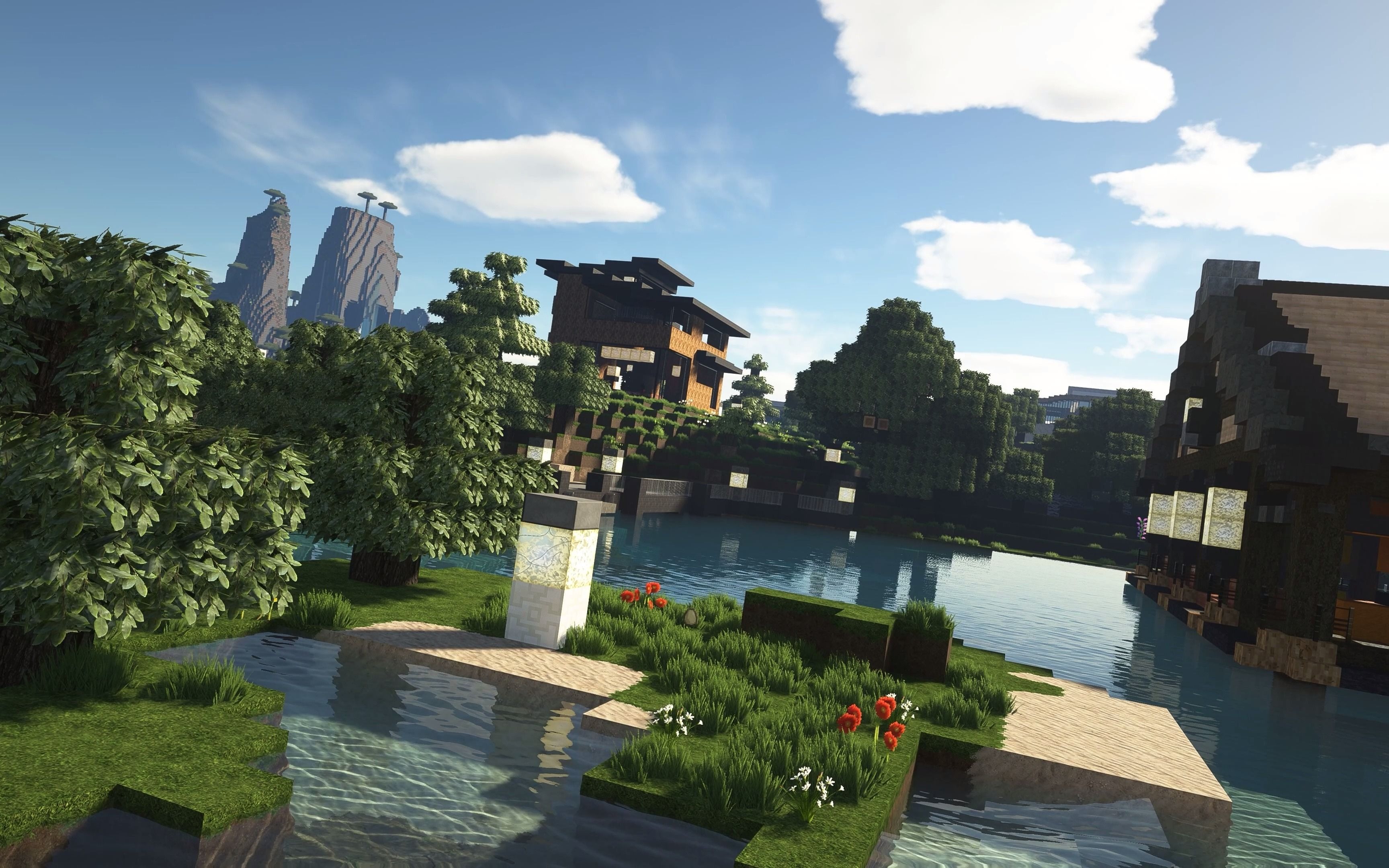 【4K Minecraft】榨干3090显存的画质!使用光追光影,欣赏方块世界里...