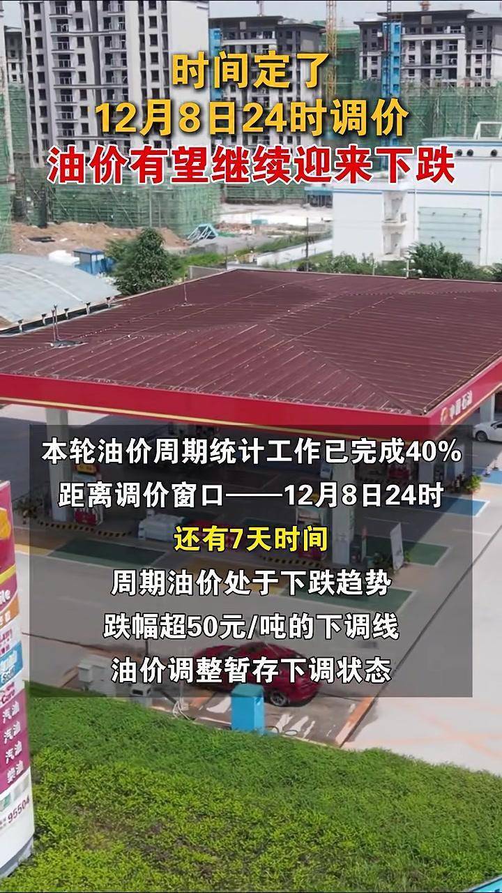 11月30日,本轮油价周期统计工作已完成40%,此次油价调整时间为...