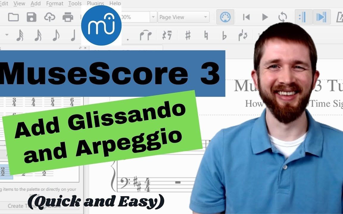 【音乐编曲】如何在MuseScore3中添加滑音和琶音,使用回放声音,滑音...