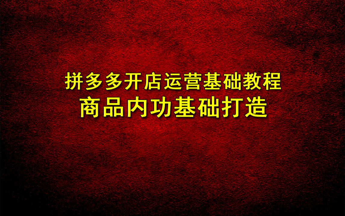 拼多多开店运营基础公开课/电商运营干货/网店开店教程/电商培训丨选...