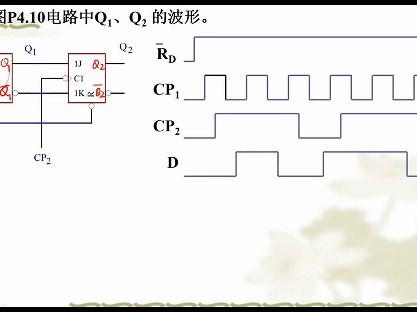 数字电路与逻辑设计习题解析-触发器、时序逻辑电路