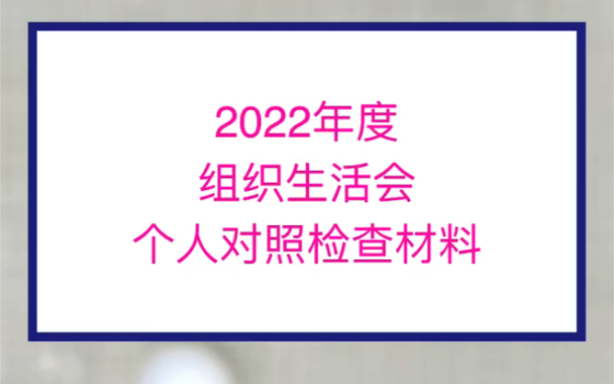 2022年度组织生活会个人对照检查材料