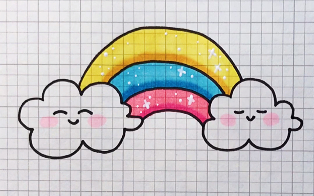 【手帐简笔画】漂亮可爱的云朵彩虹简笔画