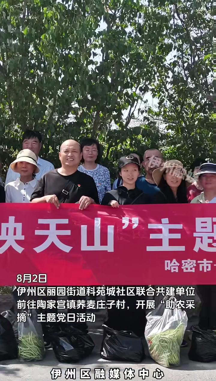 伊州区丽园街道科苑城社区开展"助农采摘"主题党日活动